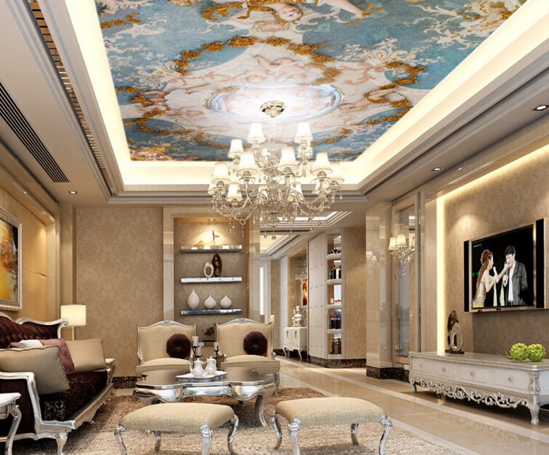 3D Blue Painting CC211 Ceiling Wallpaper Removable Self | Etsy