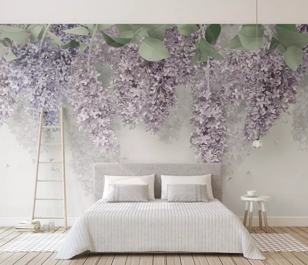 3D Purple Flower MMM222 Removable Wallpaper Self Adhesive Wallpaper ...