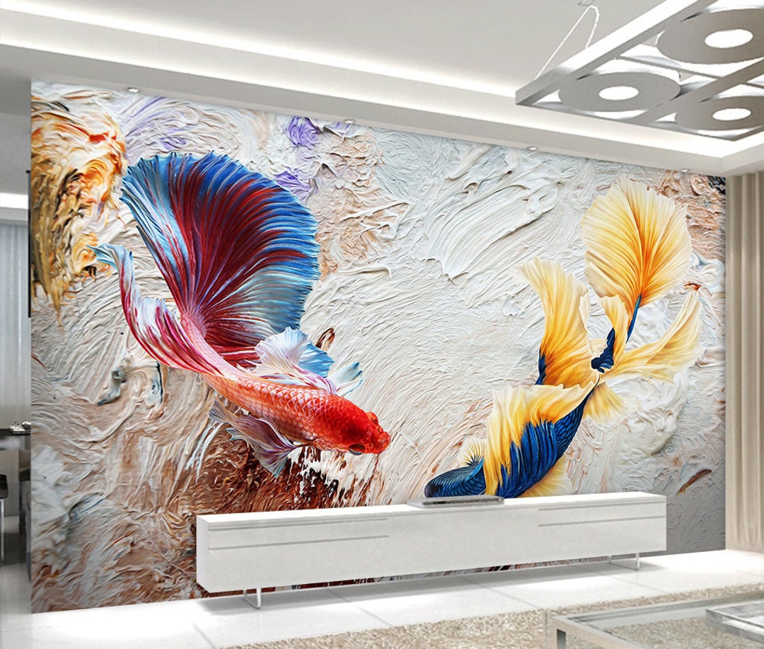 3D Goldfish E125 Removable Wallpaper Self Adhesive Wallpaper Extra ...