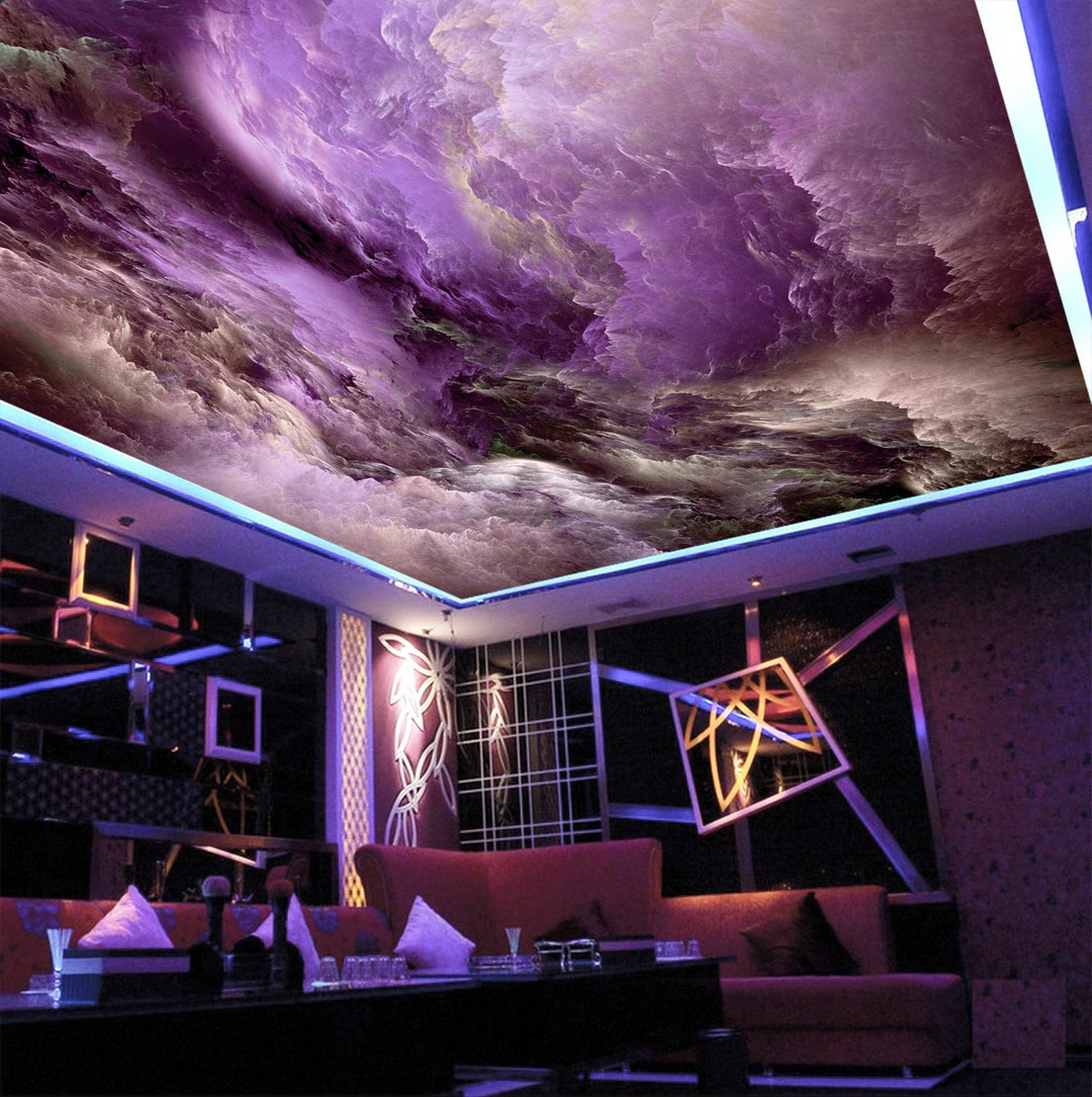 3D Purple Cloud C051 Ceiling Wallpaper Removable Self Adhesive ...