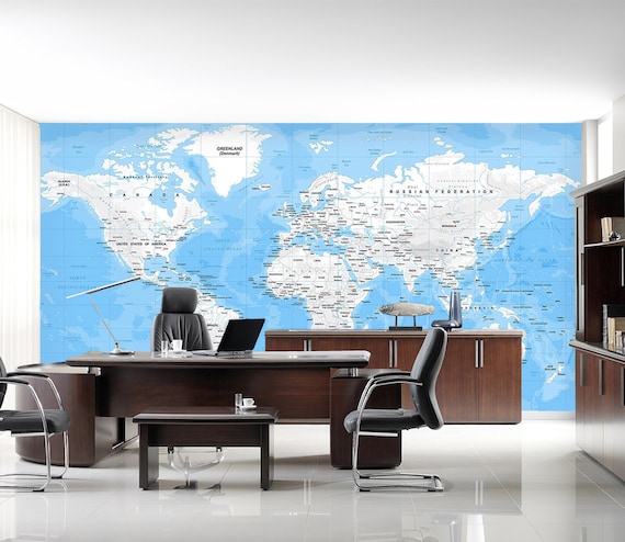 3D Art White World Map L1000 Removable Wallpaper Self Adhesive - Etsy