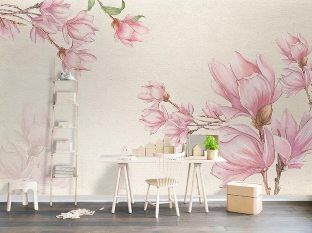 3D Pink Flower N217 Removable Wallpaper Self Adhesive Wallpaper Extra ...