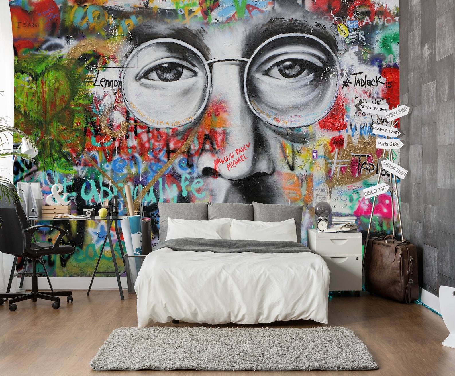 3D Graffiti Wisdom Eyes R4091 Removable Wallpaper Self Adhesive ...