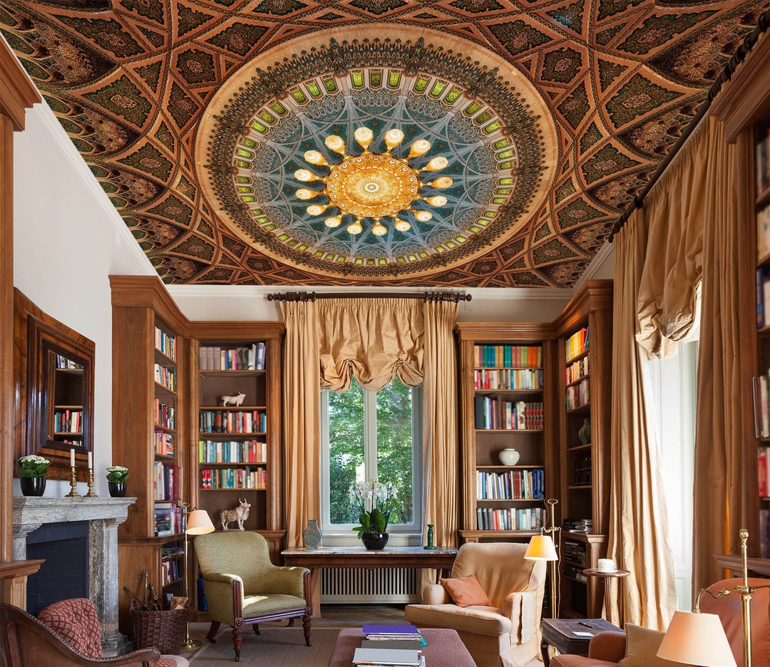 3D Golden Center CA977 Ceiling Wallpaper Removable Self Adhesive ...