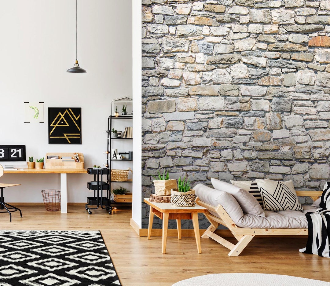 3D White Stone FJFL095 Removable Wallpaper Self Adhesive Wallpaper ...