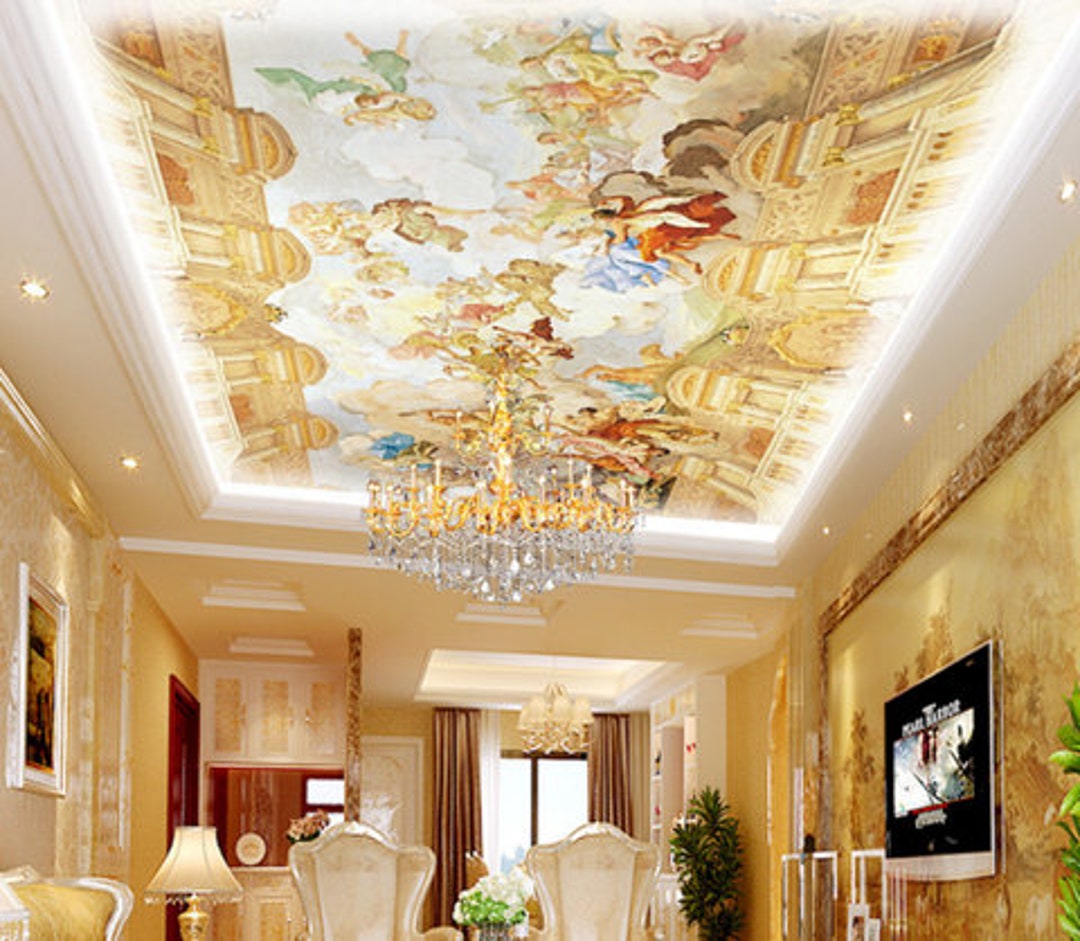 3D Yellow Angel CC012 Ceiling Wallpaper Removable Self Adhesive ...