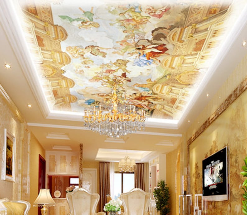 3D Yellow Angel CC012 Ceiling Wallpaper Removable Self - Etsy