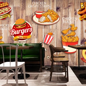 3D Fast Foods E332 Removable Wallpaper Self Adhesive Wallpaper Extra ...