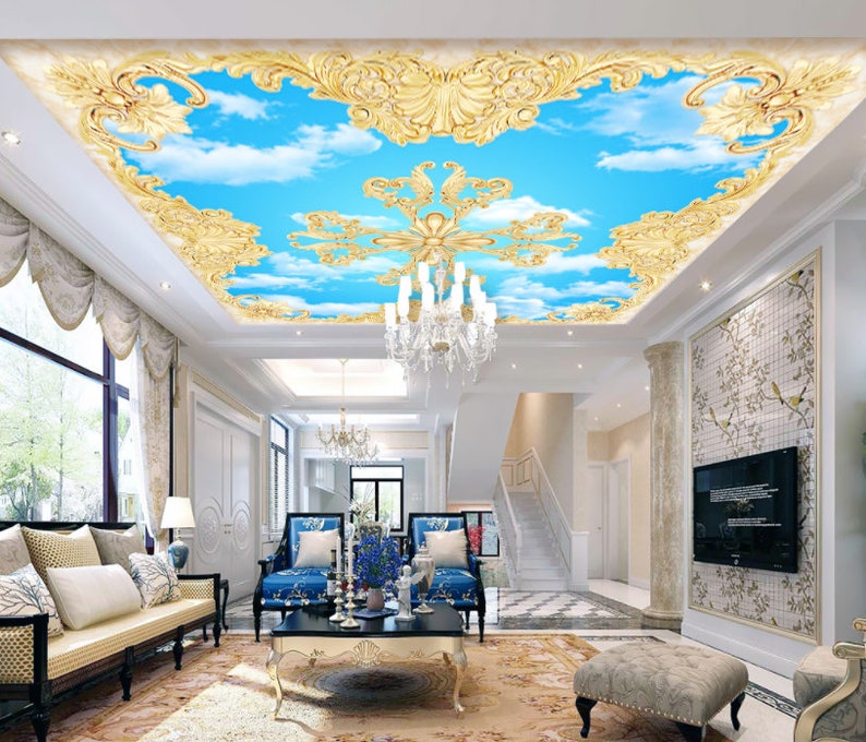 3D Yellow Texture CC160 Ceiling Wallpaper Removable Self - Etsy