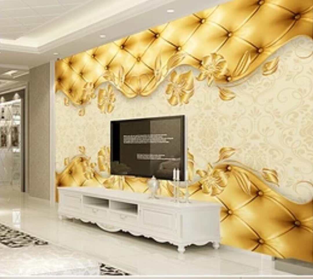 3D Gold Leaves A2426 Removable Wallpaper Self Adhesive Wallpaper Extra ...