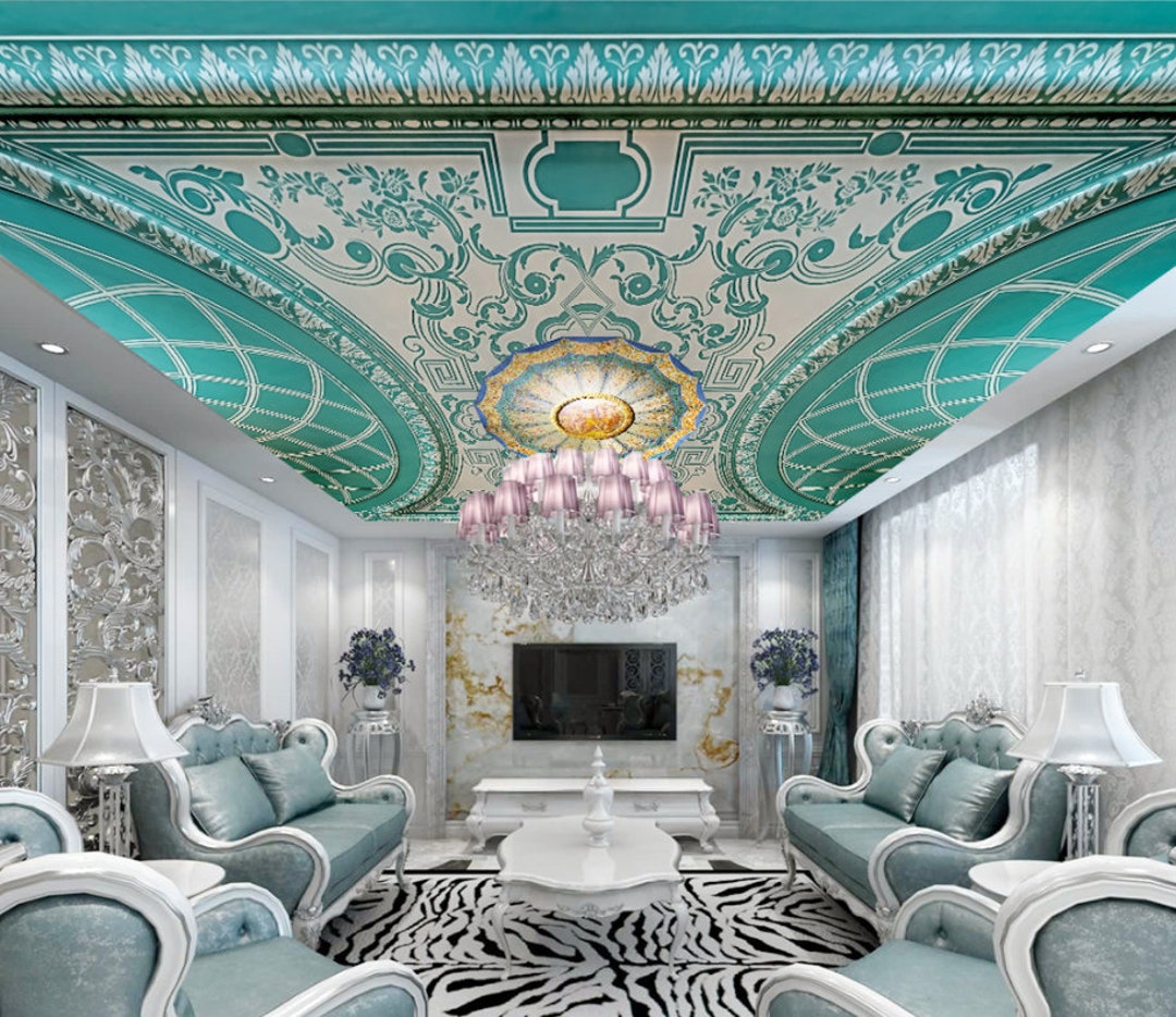 3D Green Texture CC145 Ceiling Wallpaper Removable Self - Etsy