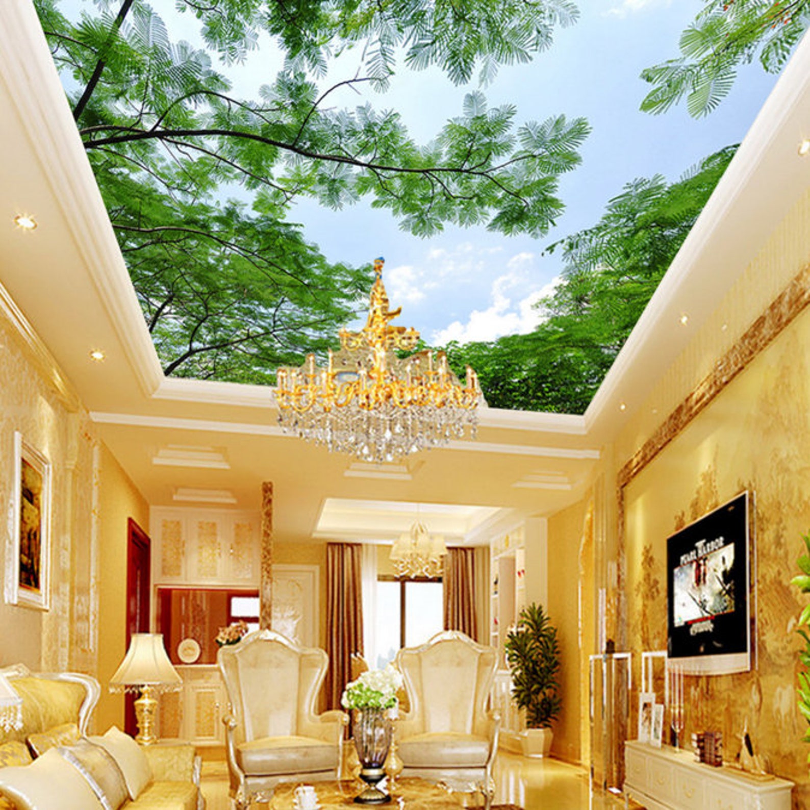 3D Green Leaves CC253 Ceiling Wallpaper Removable Self | Etsy