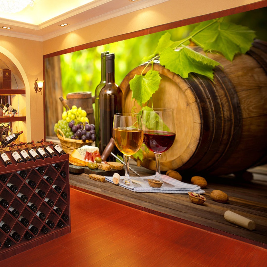 3D Wine Painting L225 Removable Wallpaper Self Adhesive Wallpaper Extra ...