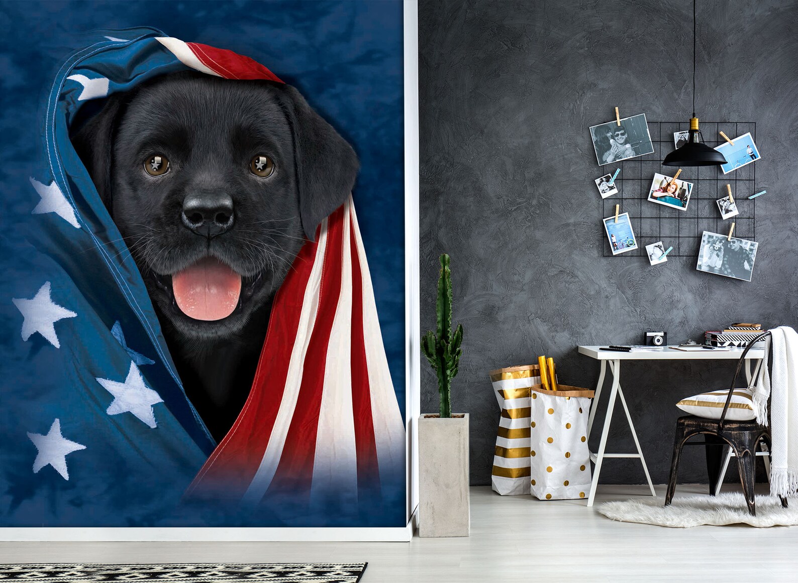 3D Black Hound Puppy Flag A004 Removable Wallpaper Self Adhesive ...