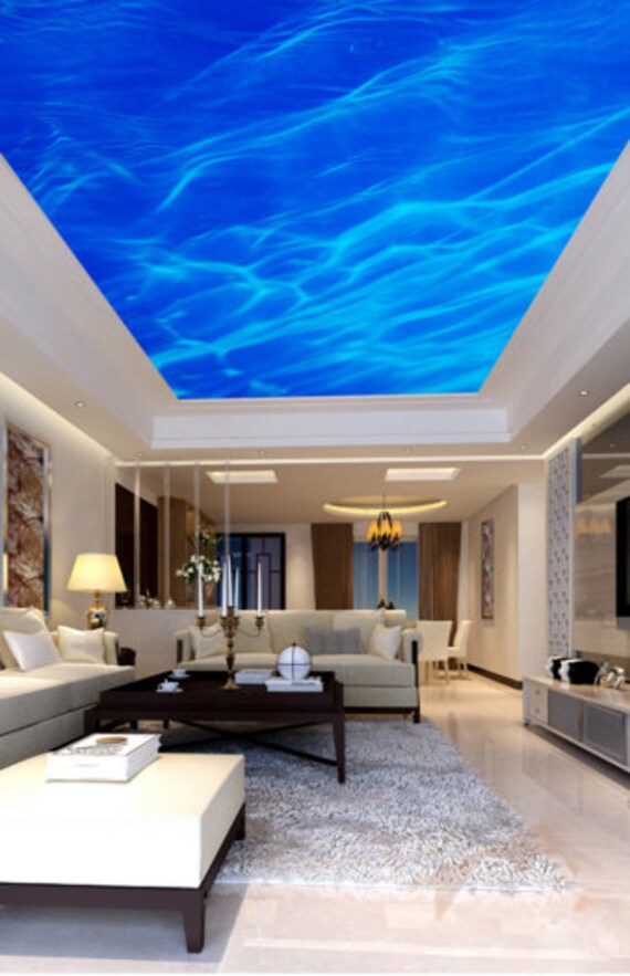 3D Blue Water Ripple CC376 Ceiling Wallpaper Removable Self | Etsy