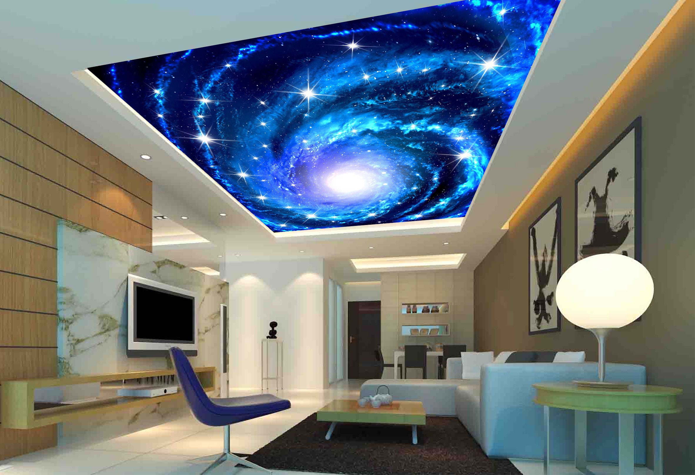 3D Blue Galaxy D230 Ceiling Wallpaper Removable Self Adhesive Wallpaper ...