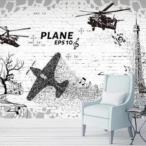 3D Plane F37 Removable Wallpaper Self Adhesive Wallpaper Extra Large ...
