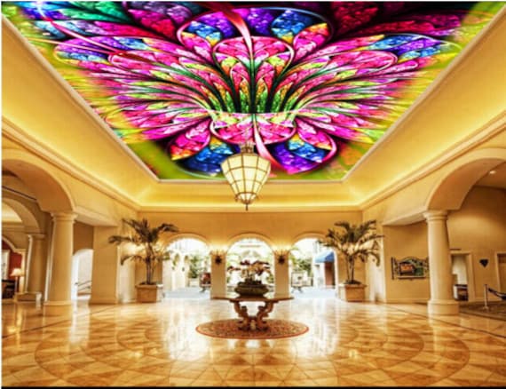 3D Colored Flower D069 Ceiling Wallpaper Removable Self - Etsy