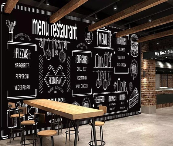 3D Menu Restaurant A2718 Removable Wallpaper Self Adhesive - Etsy