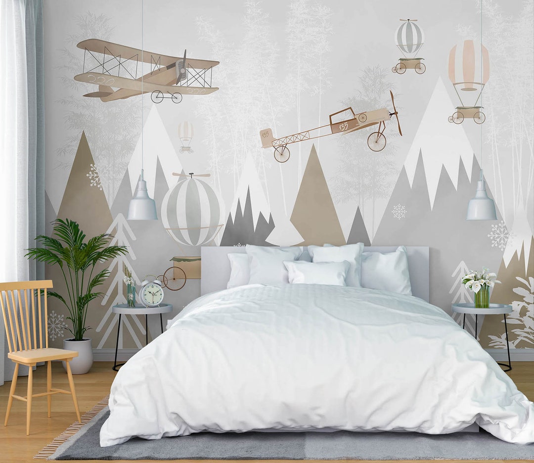 3D Cartoon Airplane L3011 Removable Wallpaper Self Adhesive Wallpaper ...