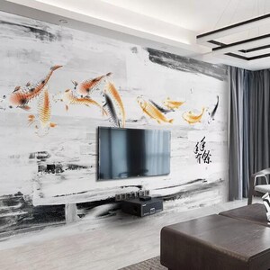 3D Goldfish E22 Removable Wallpaper Self Adhesive Wallpaper Extra Large ...