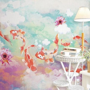3D Goldfish E375 Removable Wallpaper Self Adhesive Wallpaper Extra ...