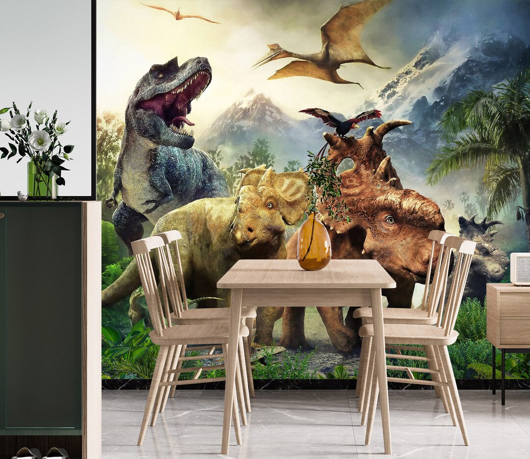 3D Animal Dinosaur World L1109 Removable Wallpaper Self Adhesive ...