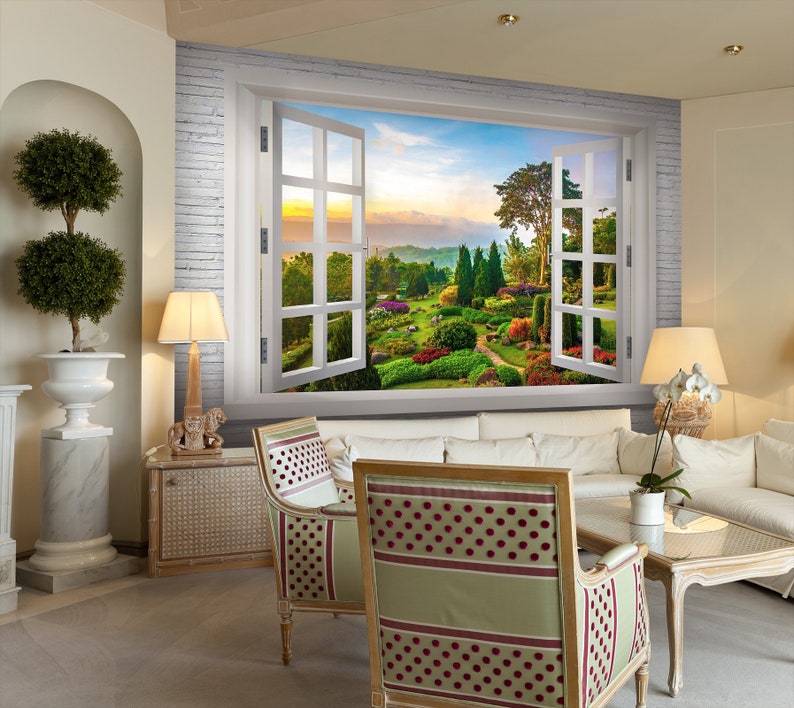 3D Window Scenery RR07 Removable Commercial Wallpaper Self - Etsy
