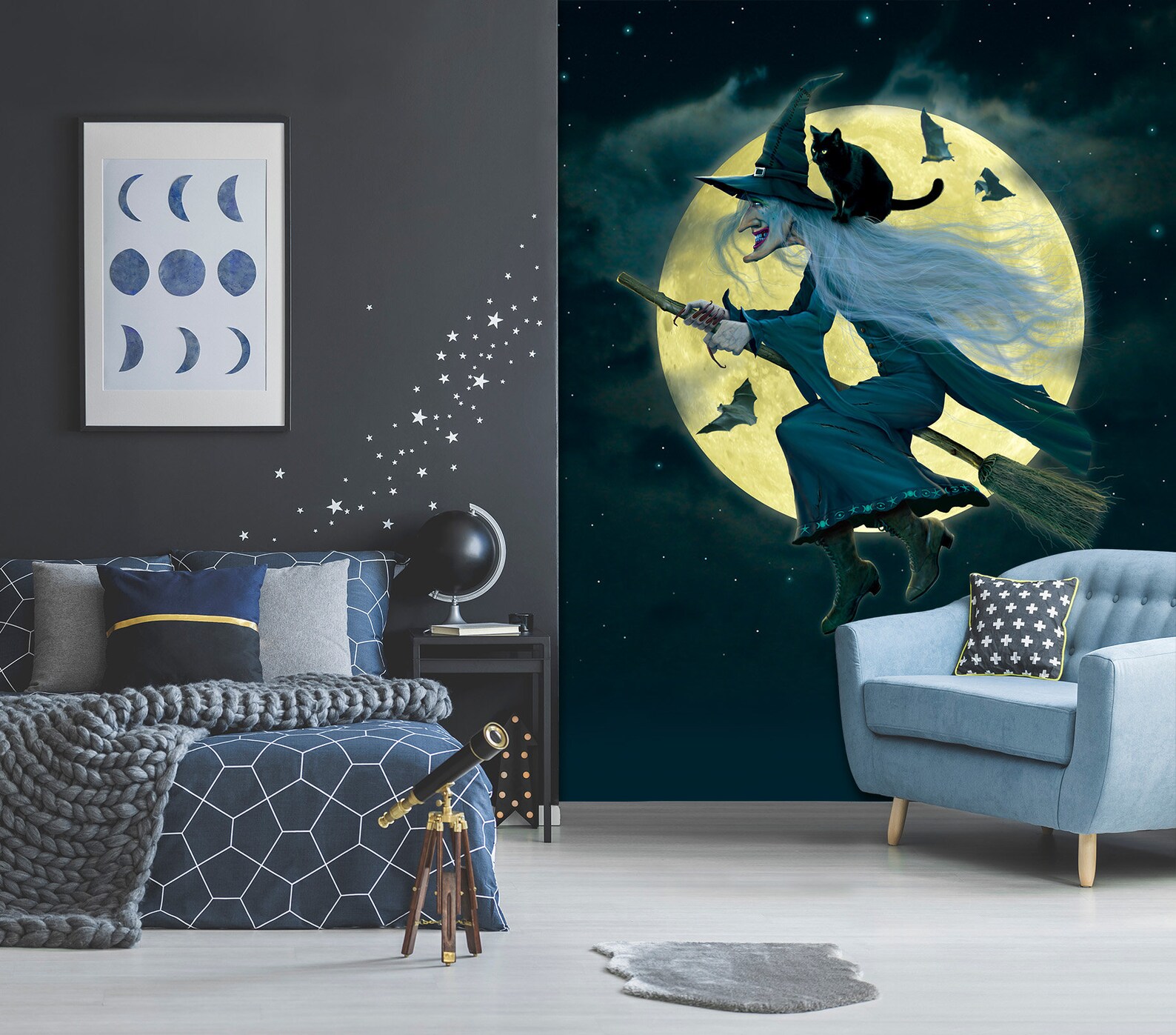 3D Witch Moon C303 Removable Wallpaper Self Adhesive Wallpaper - Etsy