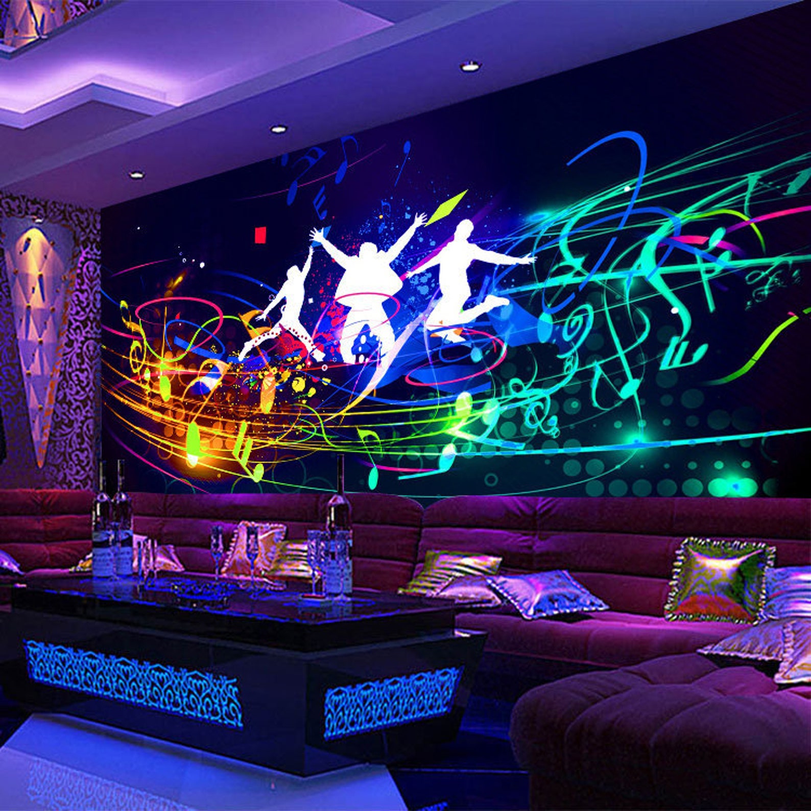 3D Light Music Men ART 337 Removable Wallpaper Self Adhesive Wallpaper ...