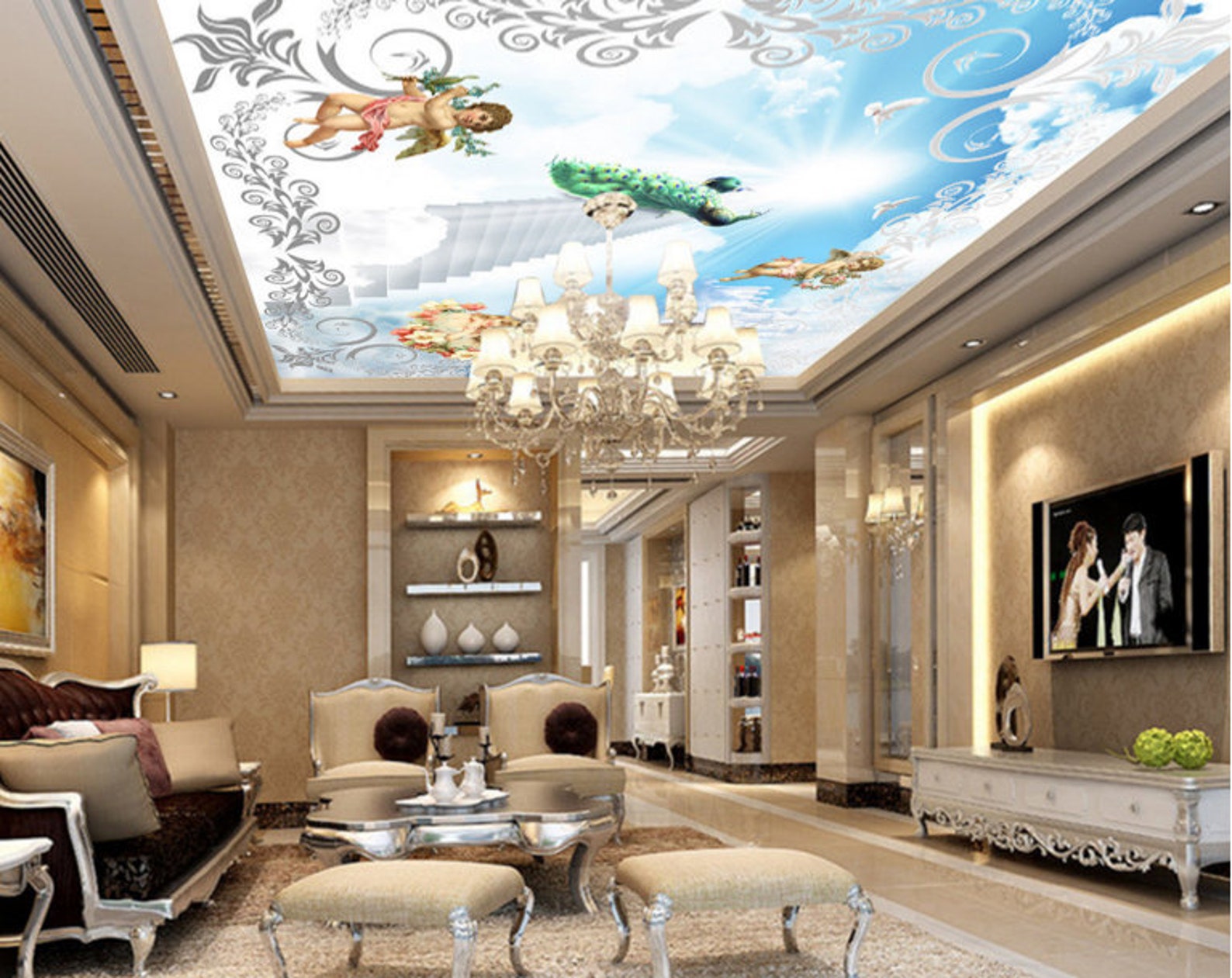 3D White Angel CC419 Ceiling Wallpaper Removable Self Adhesive | Etsy