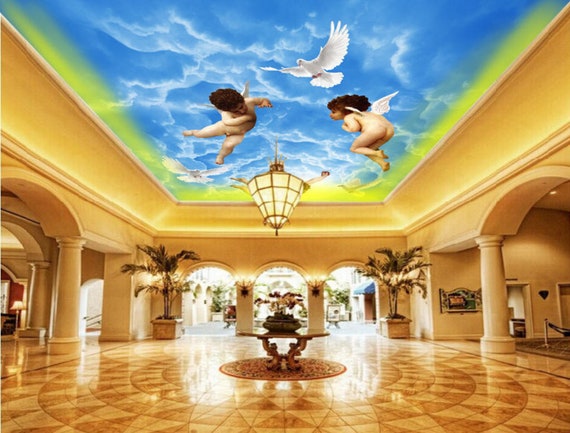 3D Angel and Bird CA09 Ceiling Wallpaper Removable Self | Etsy