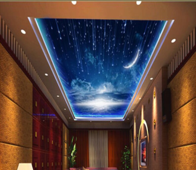 3D Moon and Stars CC06 Ceiling Wallpaper Removable Self - Etsy