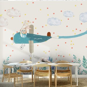 3D Plane Moon A1736 Removable Wallpaper Self Adhesive Wallpaper Extra ...