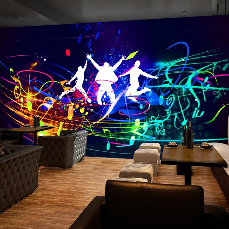 3D Light Music Men ART 337 Removable Wallpaper Self Adhesive Wallpaper ...