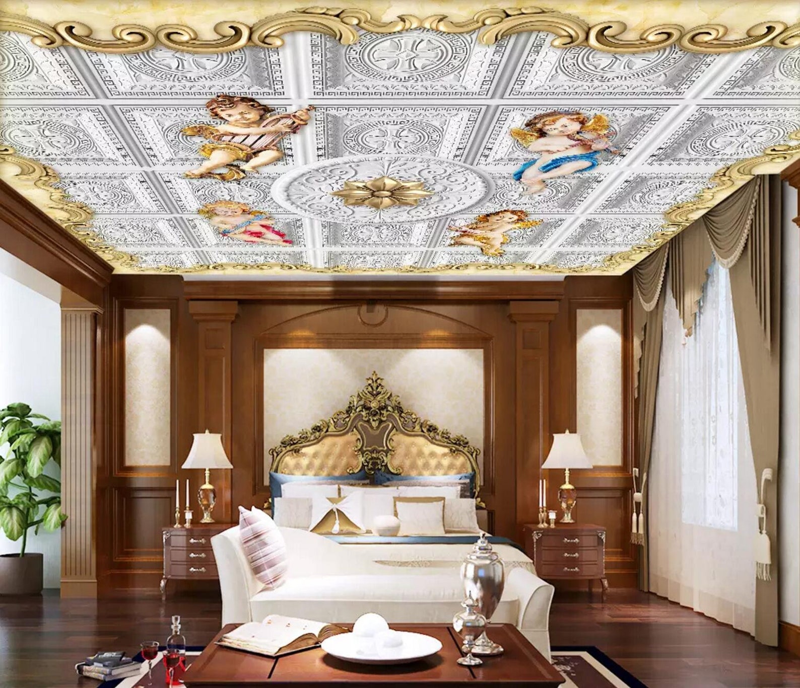 3D White Angel C145 Ceiling Wallpaper Removable Self Adhesive - Etsy