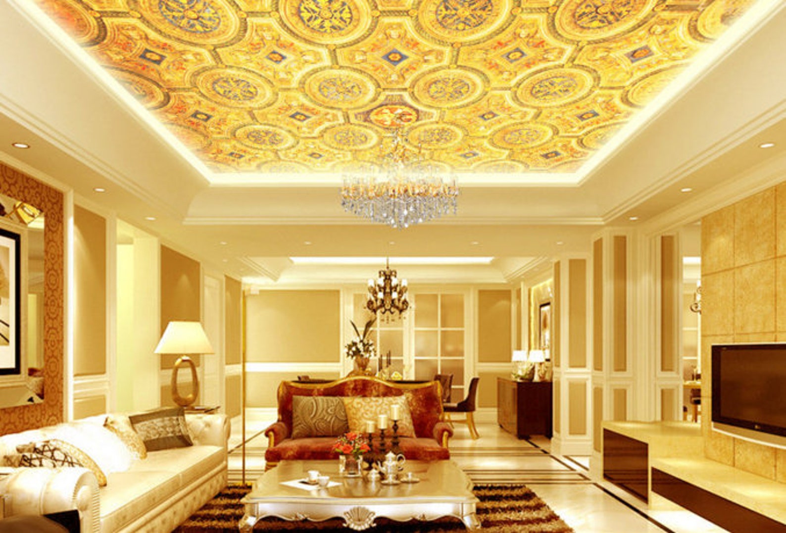 3D Yellow Texture CC195 Ceiling Wallpaper Removable Self - Etsy