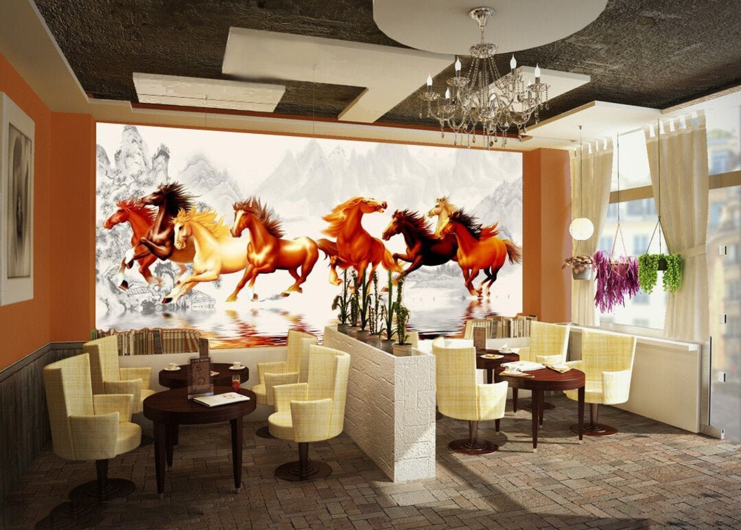 3D Color Horse Racing A654 Removable Wallpaper Self Adhesive Wallpaper ...