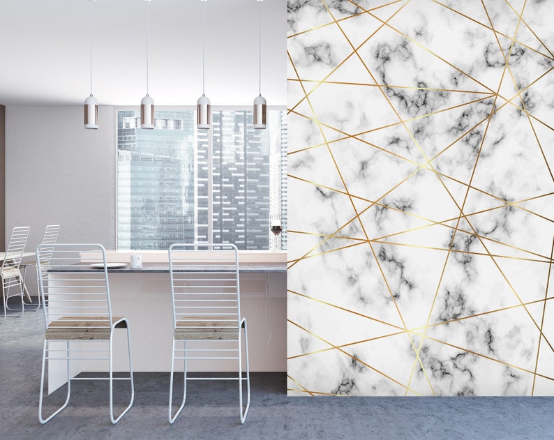 3D Simple Golden Lines R6982 Removable Wallpaper Self Adhesive ...