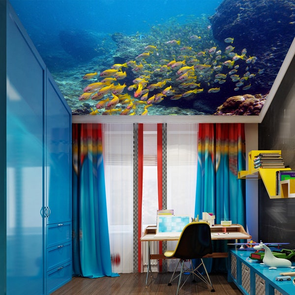 3d Ceiling Wallpaper Fish - Etsy