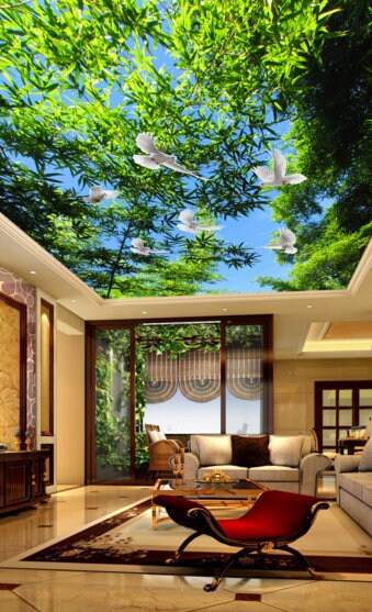 3D Green Leaves CC336 Ceiling Wallpaper Removable Self | Etsy