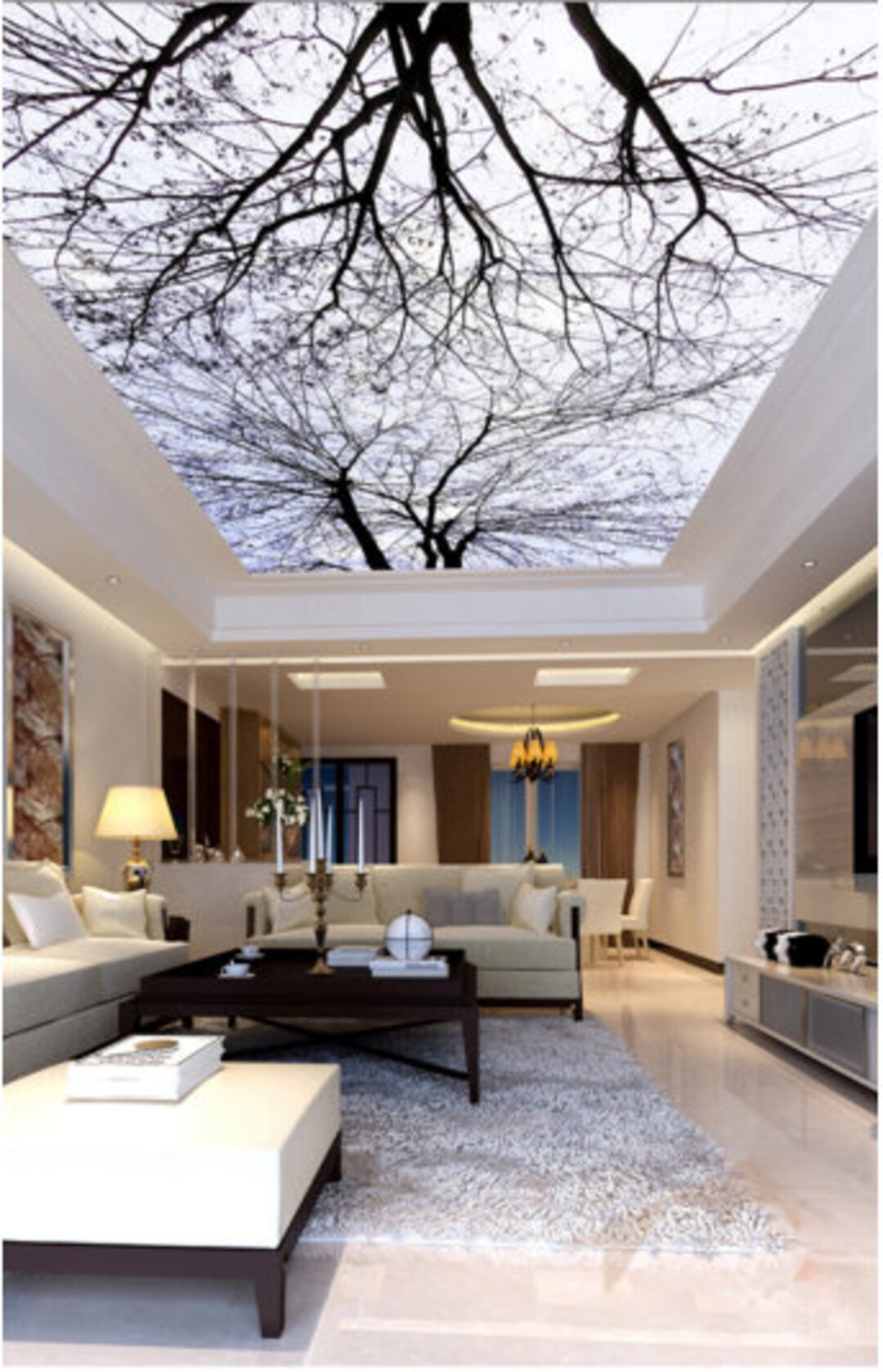 3D Black Branches CC337 Ceiling Wallpaper Removable Self Adhesive ...