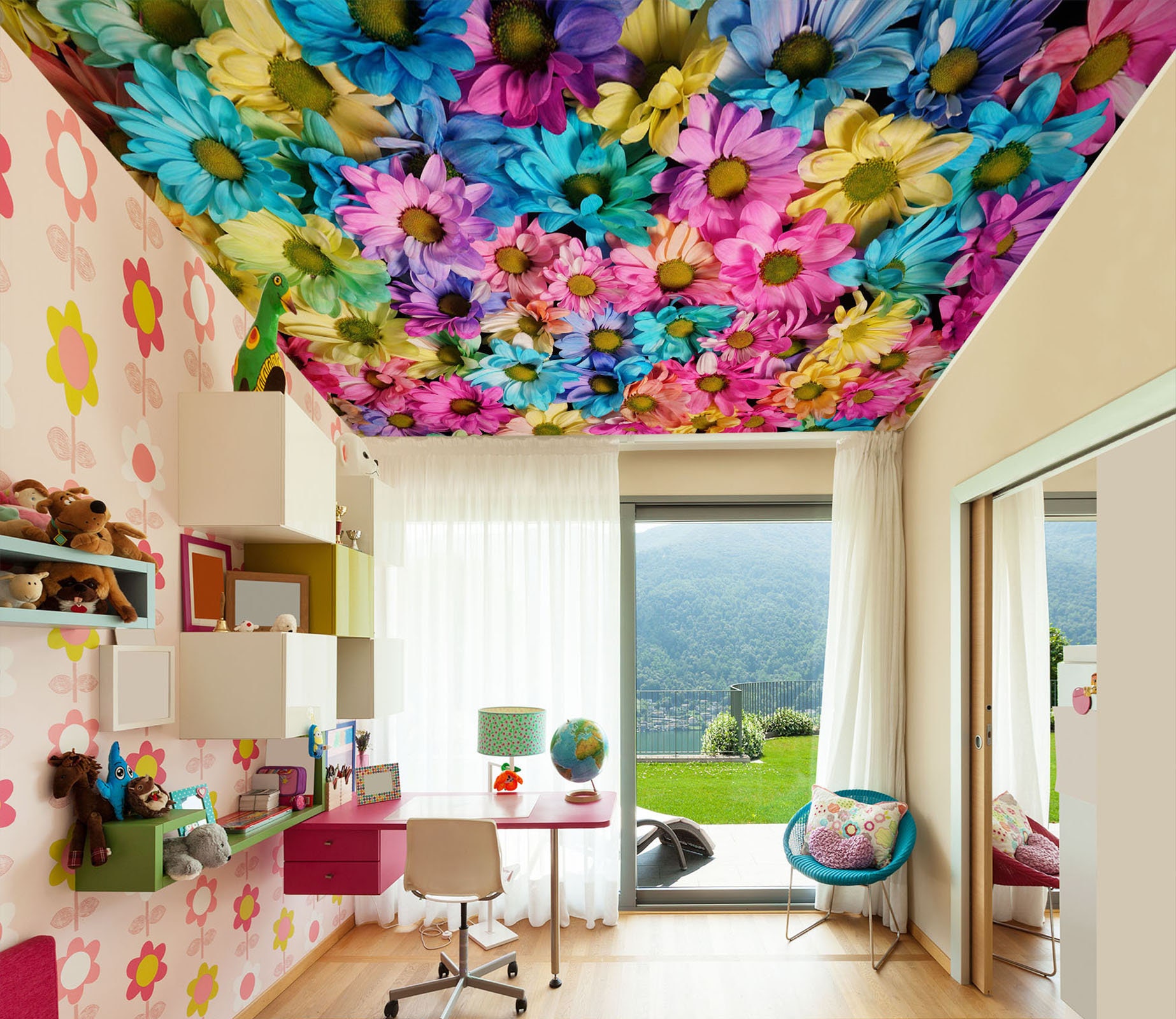 Painted Ceiling Art Flowers