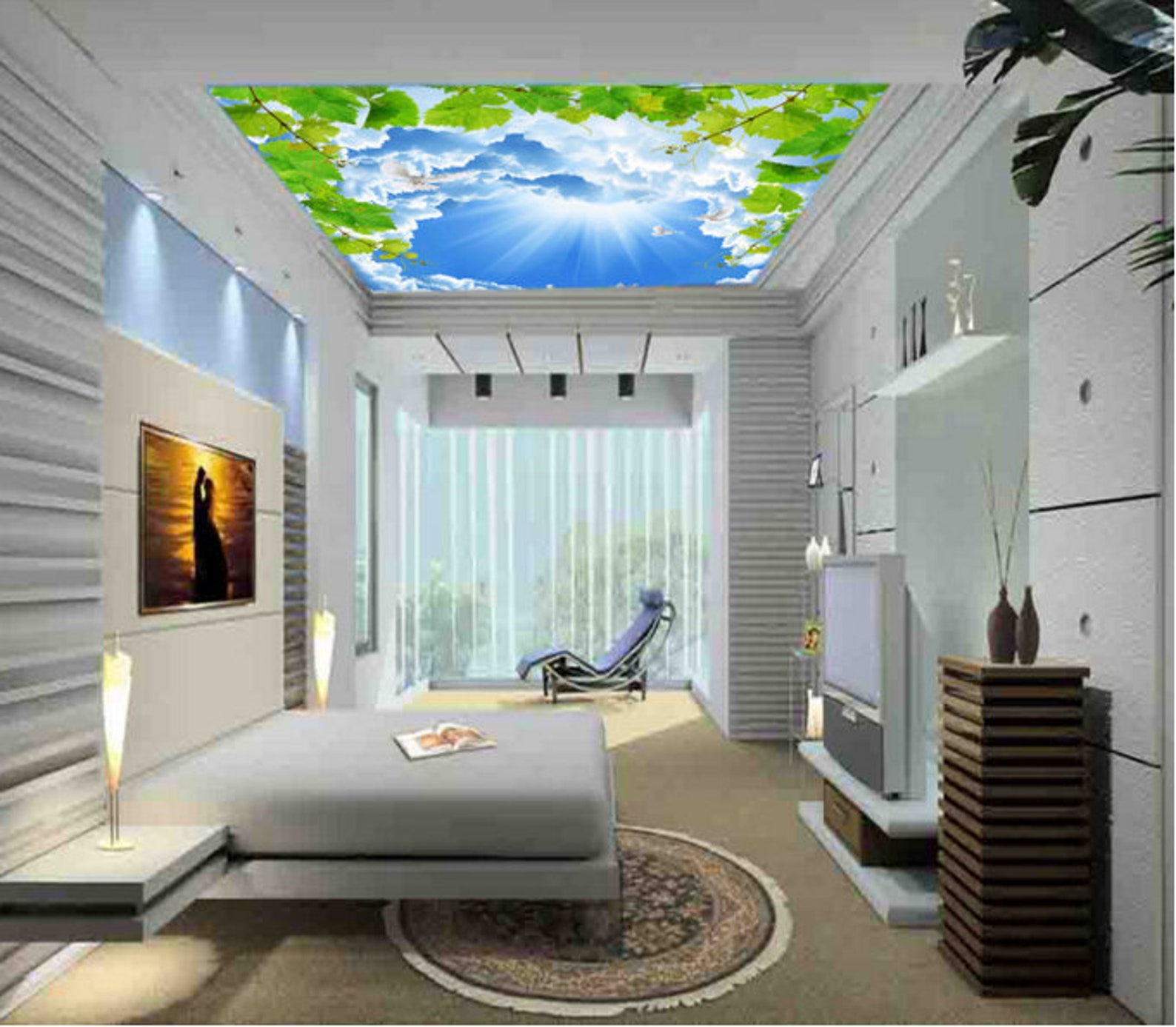 3D Sky and Leaves D106 Ceiling Wallpaper Removable Self | Etsy