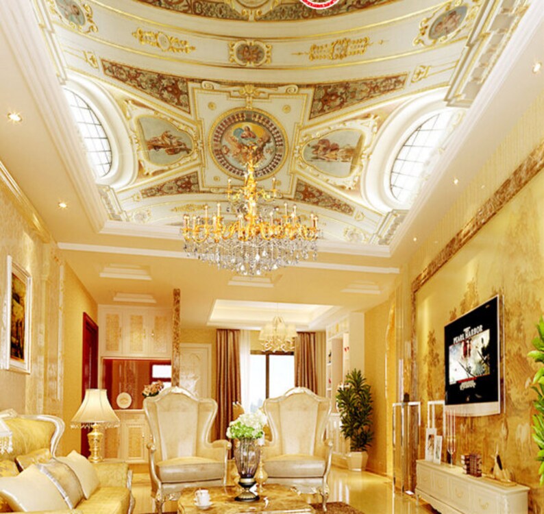 3D White Yellow Texture CC190 Ceiling Wallpaper Removable Self - Etsy