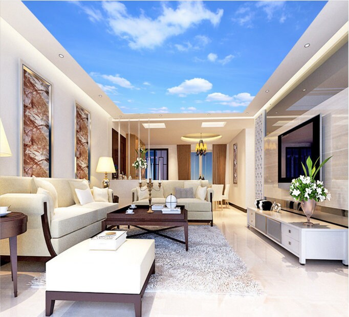 3D Blue Sky And Clouds CA72 Ceiling Wallpaper Removable Self | Etsy