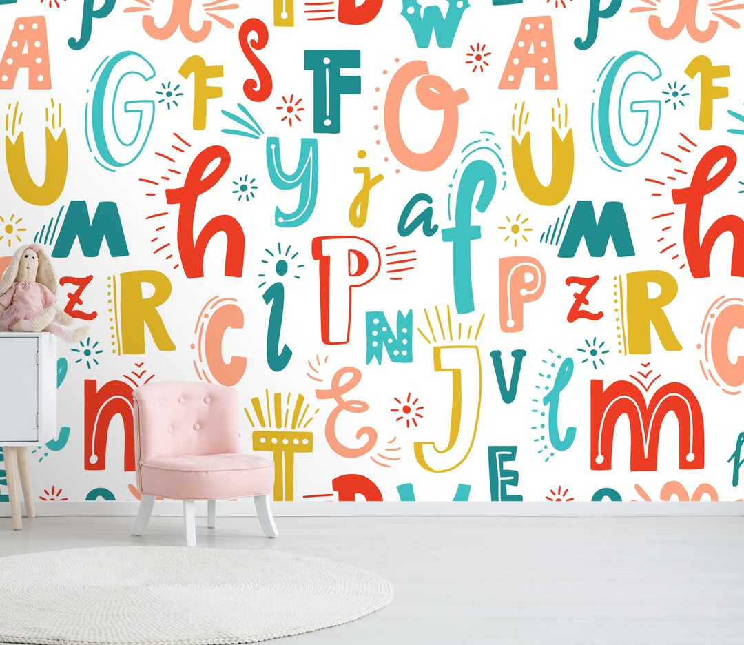 3D Colorful Letters R4145 Removable Wallpaper Self Adhesive Wallpaper ...