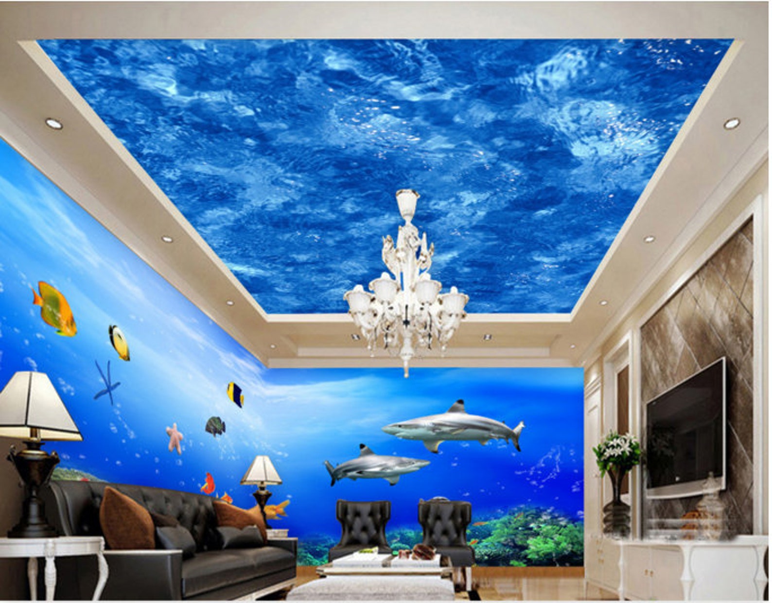3D Ocean Wave CA402 Ceiling Wallpaper Removable Self Adhesive - Etsy