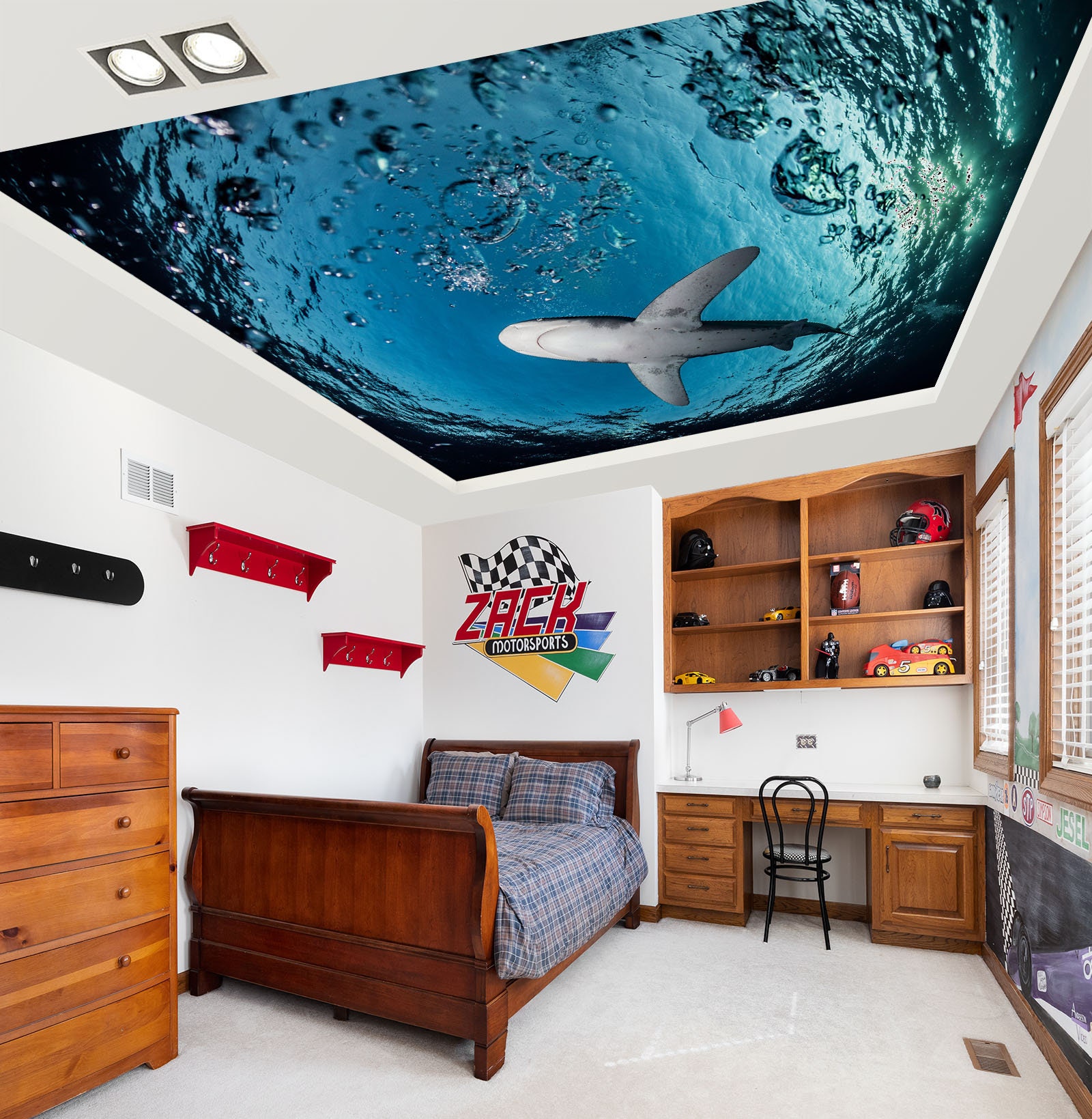 3D Ocean Shark CA075 Ceiling Wallpaper Removable Self Adhesive ...