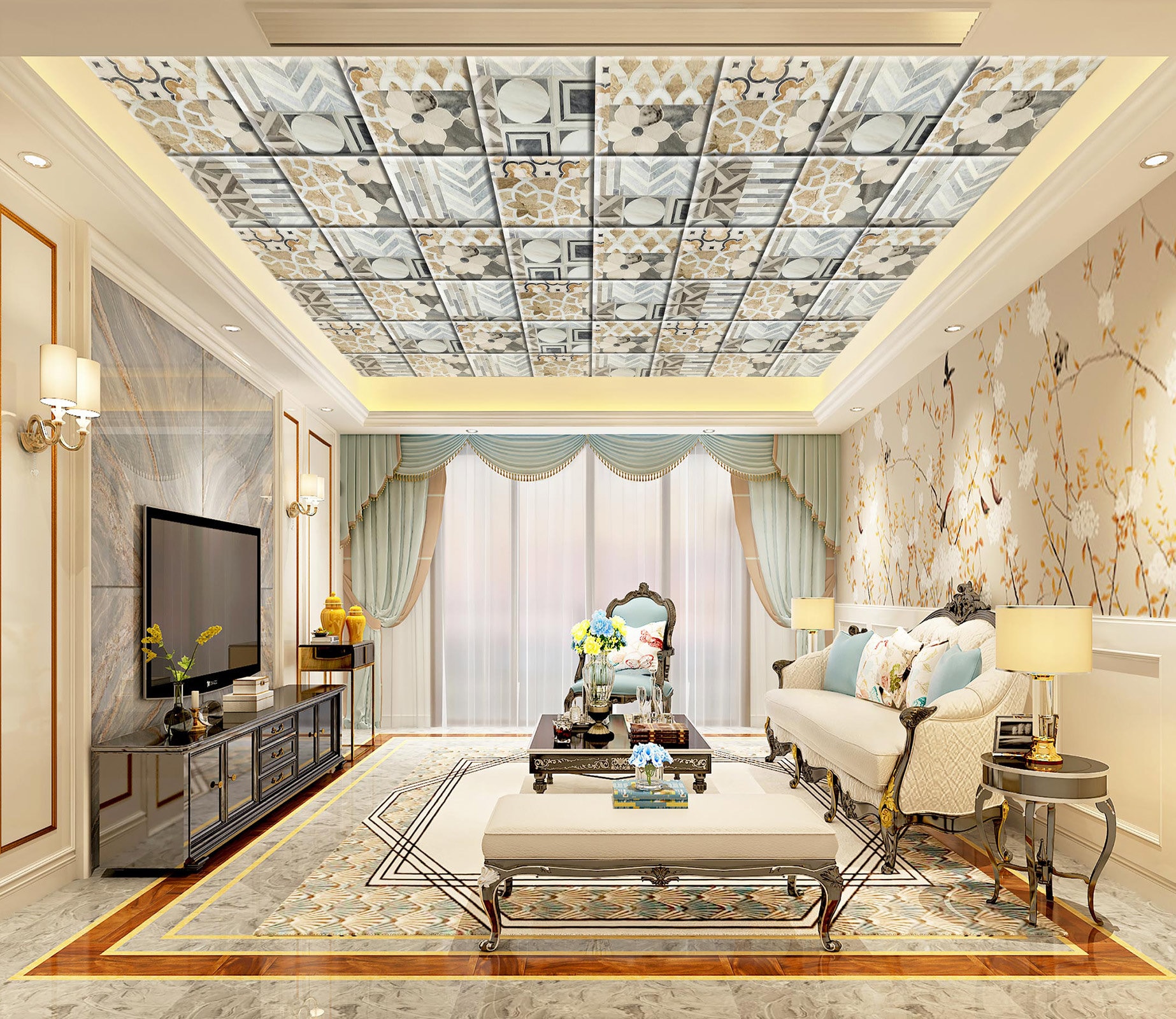 3D Elegant Patterns CA2749 Ceiling Wallpaper Removable Self - Etsy